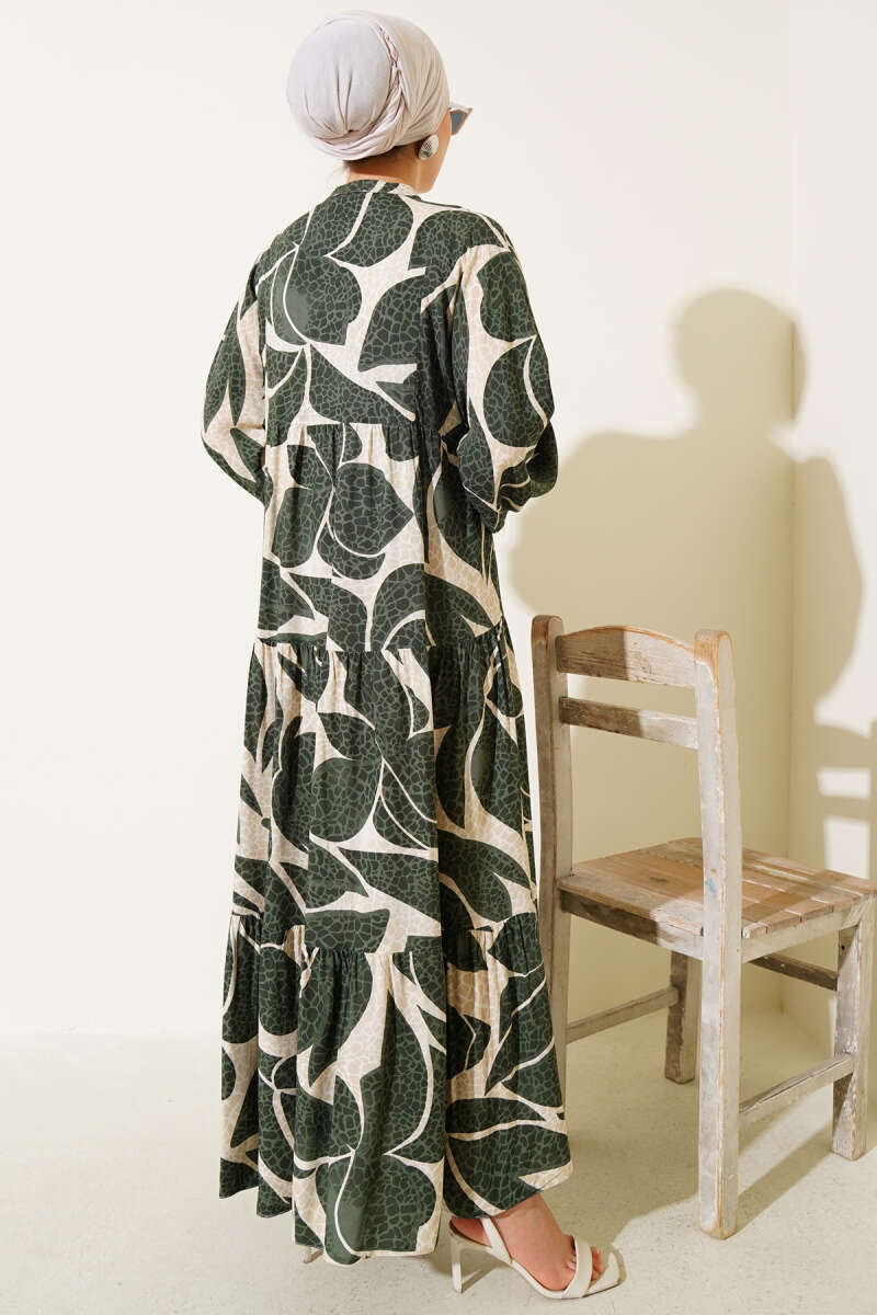 Half Buttoned Pattern Detailed Dress - Pazarium